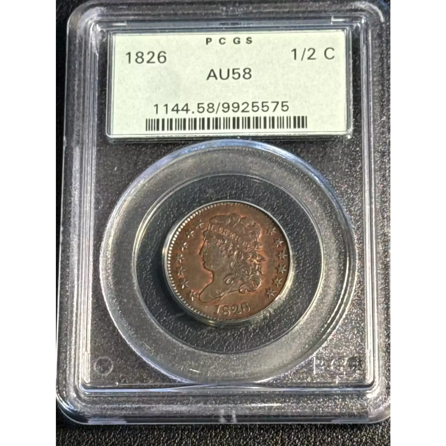 1826 Half Cents Classic Head 1809 - 36 PCGS AU-58 BN OGH LOOKS MS ...