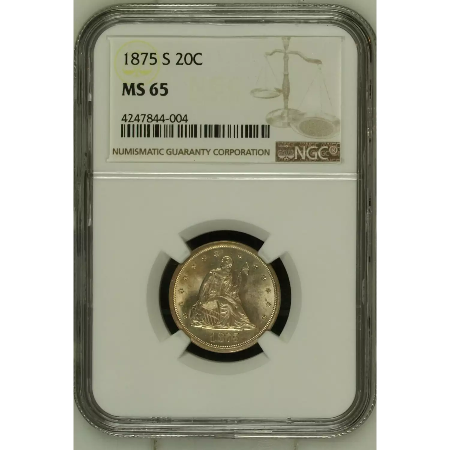 1875-S Seated Liberty Twenty Cents NGC MS-65 - Brian Timmons Rare Coin