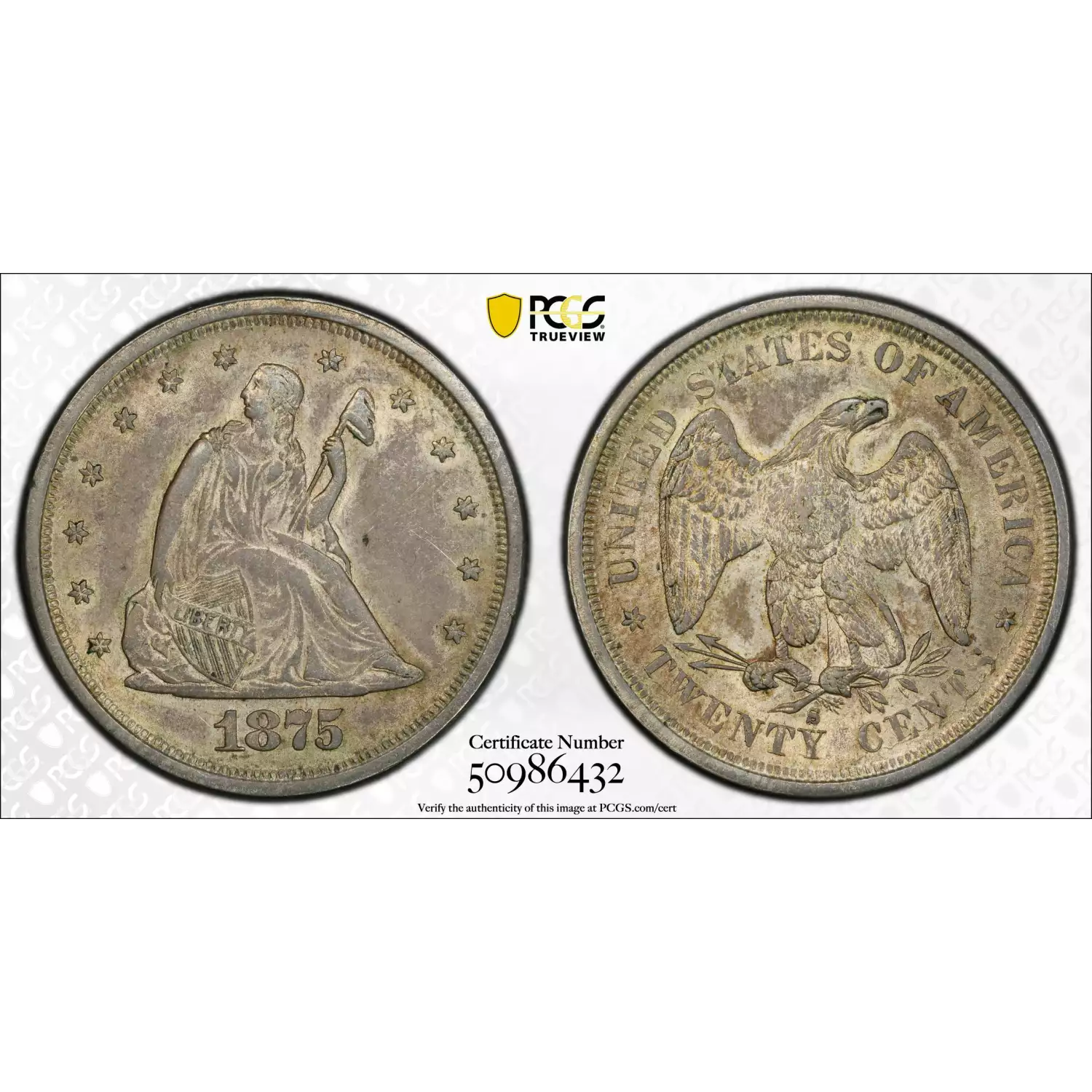 1875-S Seated Liberty Twenty Cents PCGS AU-58 - Brian Timmons Rare Coin