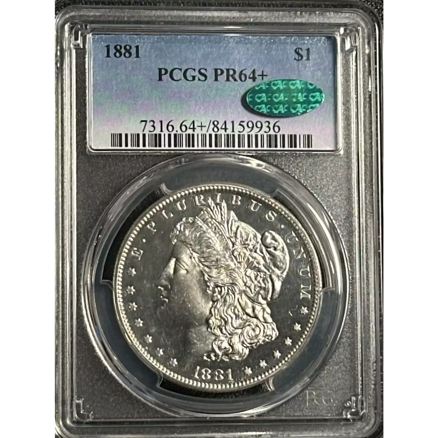 1881 Morgan Silver Dollar PCGS PR-64+ CAC - Brian Timmons Rare Coin
