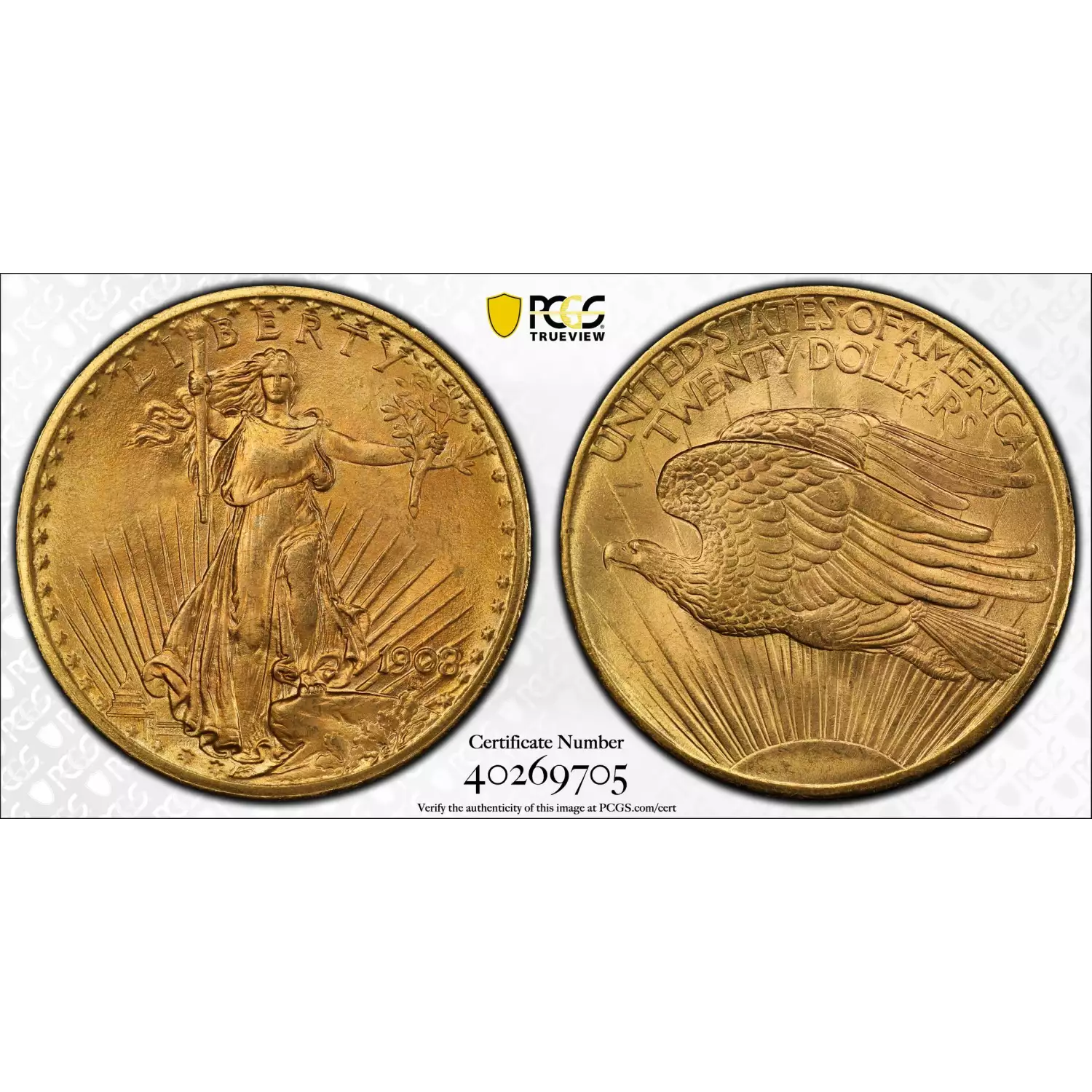 1908 Saint Gaudens Double Eagle PCGS MS-66+ No Motto - Brian Timmons ...