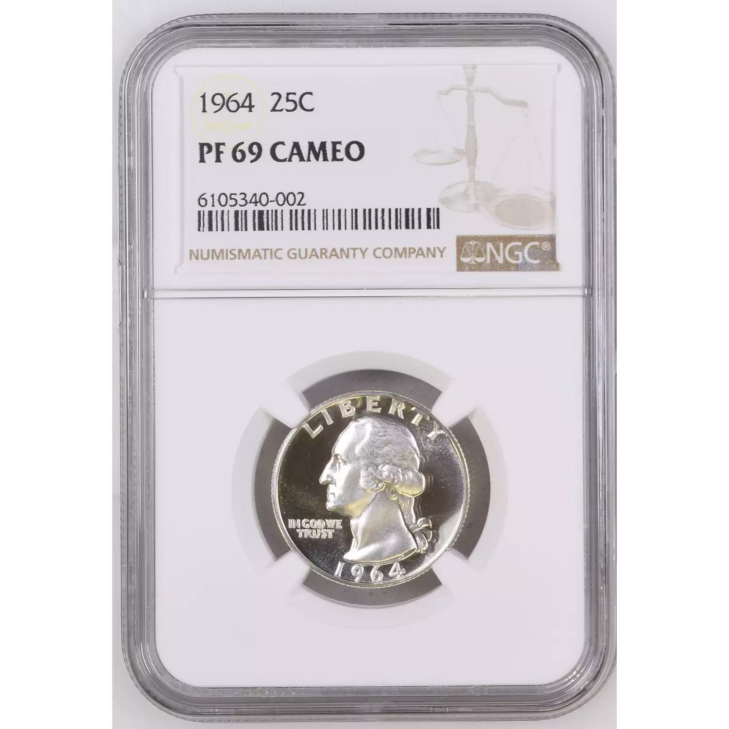 1964 Washington Quarter NGC PF-69 CAMEO - Brian Timmons Rare Coin